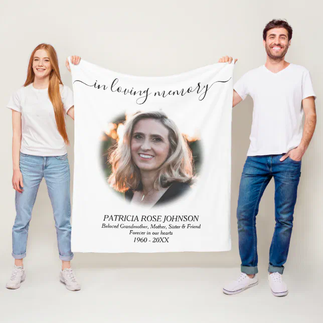 In Loving Memory Funeral Photo Tribute Fleece Blanket | Zazzle