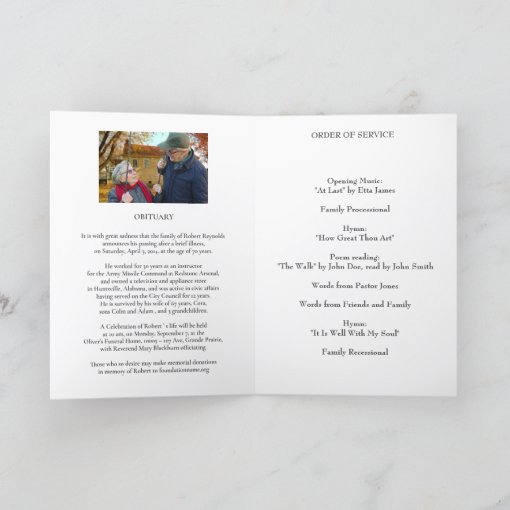 In Loving Memory Funeral Service Program Template | Zazzle