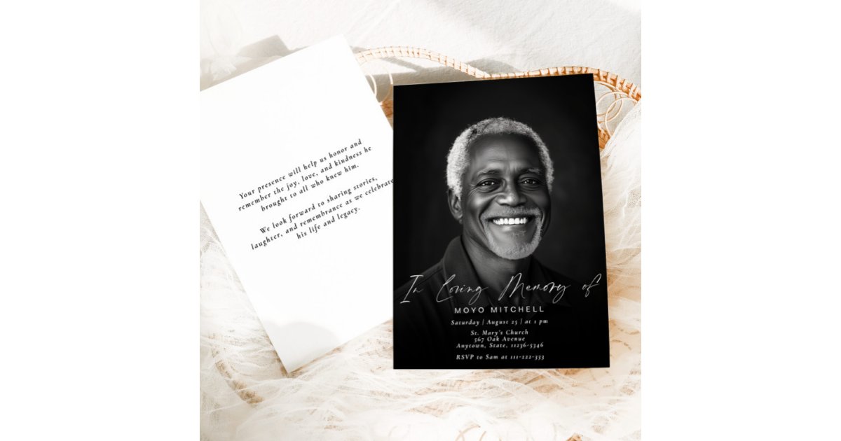 In Loving Memory Funeral Simple Photo Invitation | Zazzle
