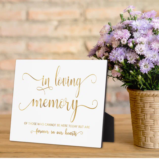 In loving memory Gold wedding sign Tabletop Plaque | Zazzle