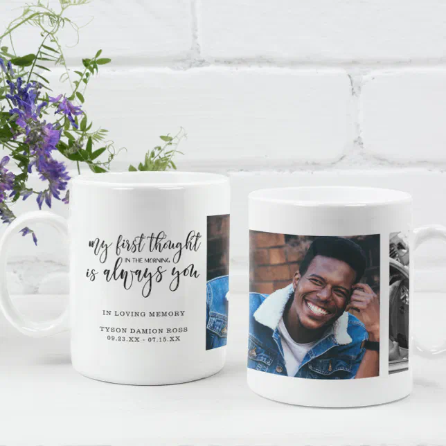 In Loving Memory | Hand Lettered Two Photo Collage Coffee Mug | Zazzle