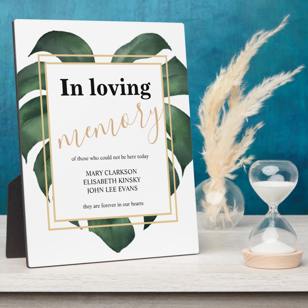 In loving memory Leaf wedding sign Tabletop Plaque | Zazzle