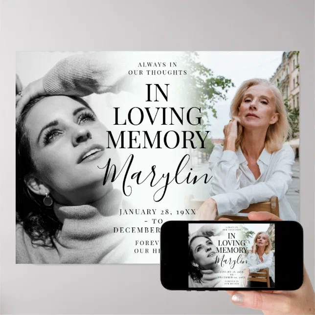 In Loving Memory Memorial Before & After Photo Poster | Zazzle