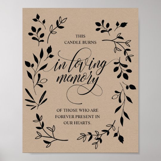 In Loving Memory Memorial Candle Burns Sign | Zazzle.com