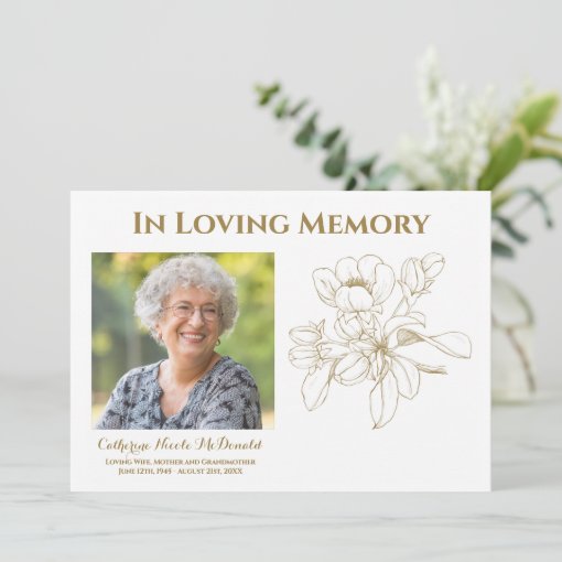 In Loving Memory Memorial Elegant Floral Announcement | Zazzle