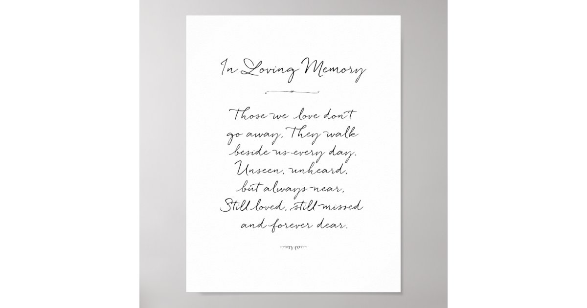 In loving memory memorial, funeral, Black Poster | Zazzle