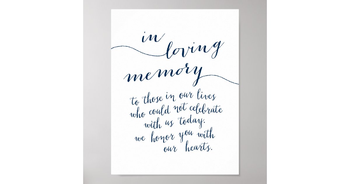 In loving memory memorial, funeral, Navy Blue Poster | Zazzle