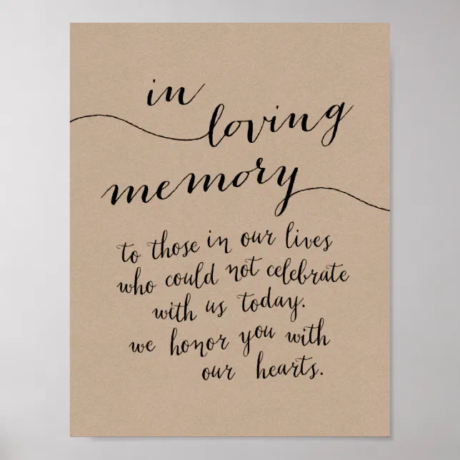 In loving memory memorial, funeral, Rustic Poster | Zazzle