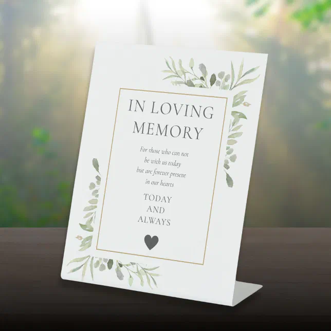 In Loving Memory Memorial Greenery Pedestal Sign | Zazzle