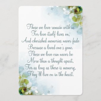 In Loving Memory Memorial Keepsake Cards | Zazzle