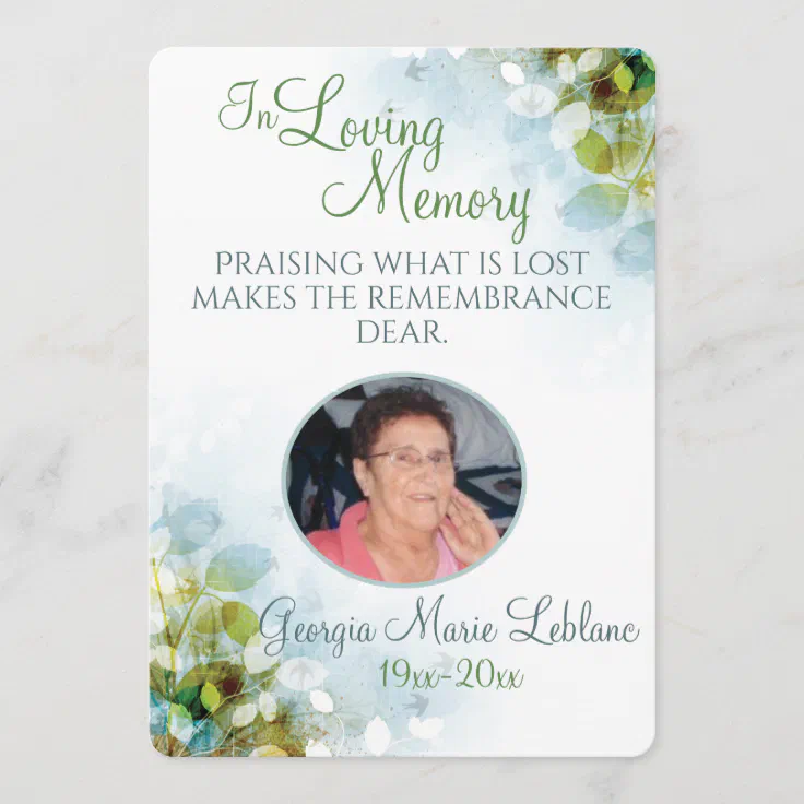 In Loving Memory Memorial Keepsake Cards | Zazzle