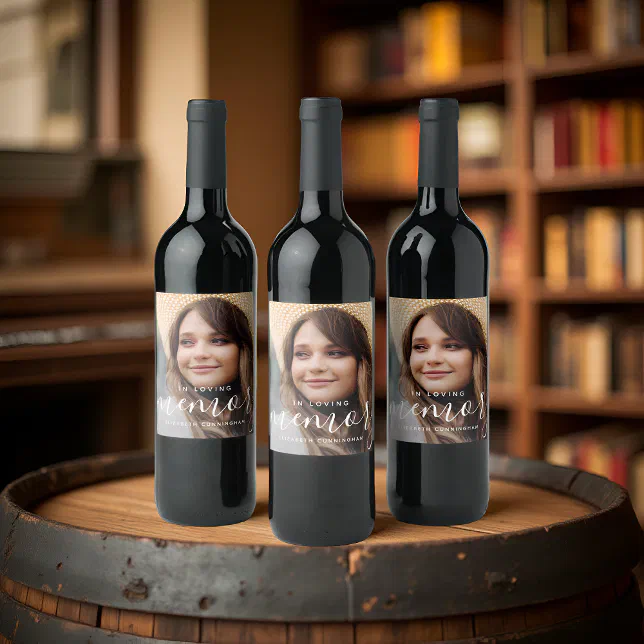 In Loving Memory Memorial Modern Elegant Photo Wine Label | Zazzle