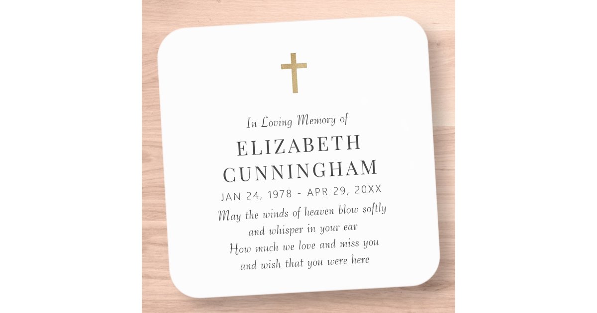 In Loving Memory Memorial Modern Simple Cross Square Sticker | Zazzle