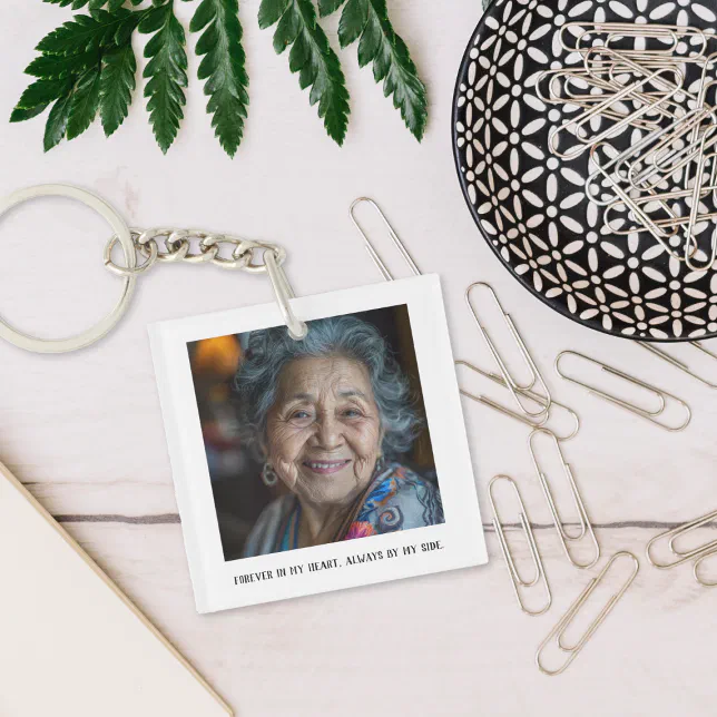 In Loving Memory | Memorial Photo Keepsake Keychain | Zazzle