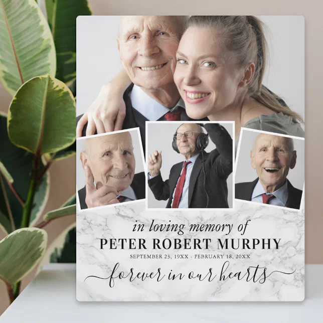 In Loving Memory Memorial Photo Marble Plaque | Zazzle