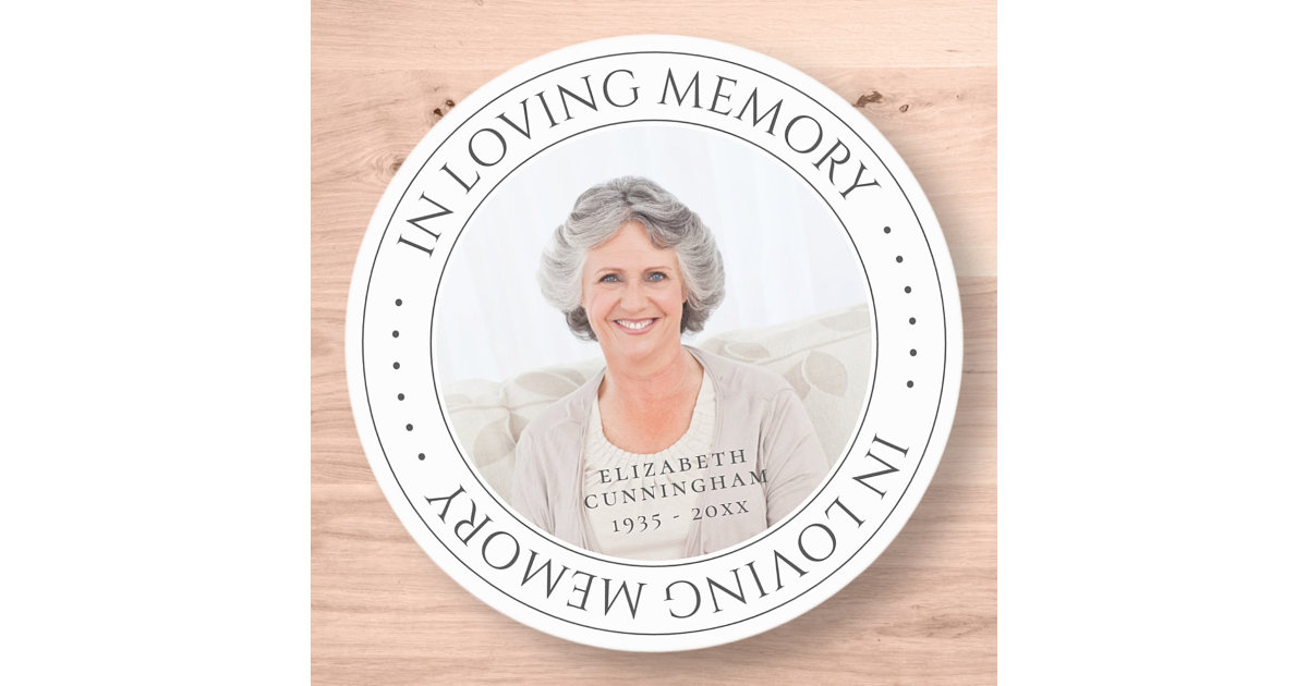 In Loving Memory Memorial Simple Elegant Photo Classic Round Sticker ...