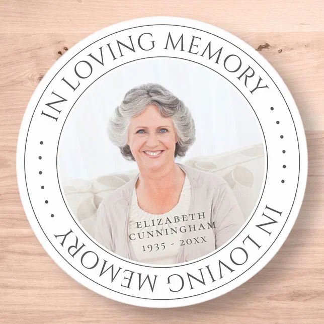 In Loving Memory Memorial Simple Elegant Photo Classic Round Sticker ...