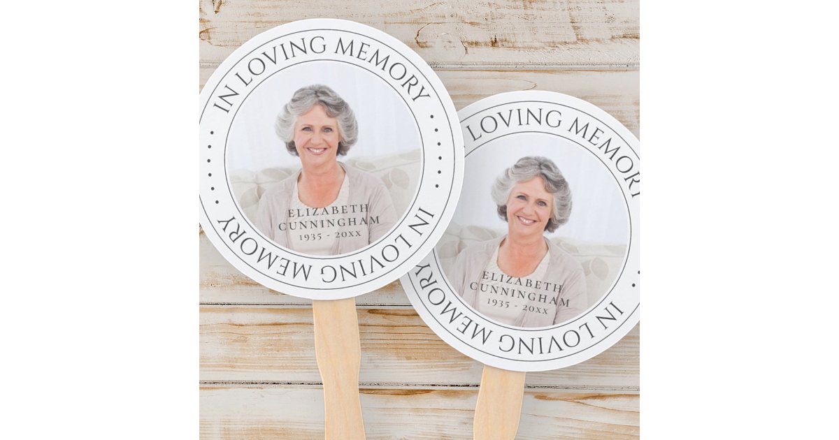 In Loving Memory Memorial Simple Elegant Photo Hand Fan | Zazzle