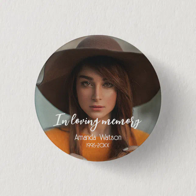 In loving memory Memorial Tribute Funeral Button | Zazzle