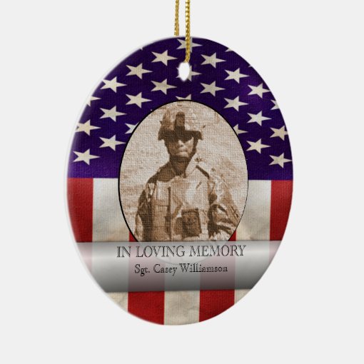 In Loving Memory Military Photo Personalized Ceramic Ornament | Zazzle