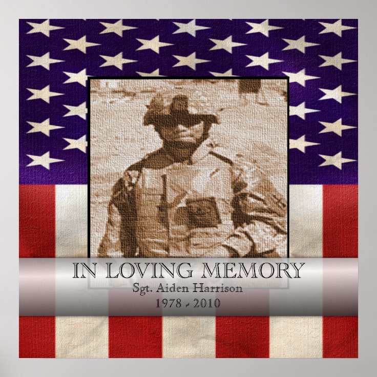 In Loving Memory Military Photo Personalized Poster | Zazzle