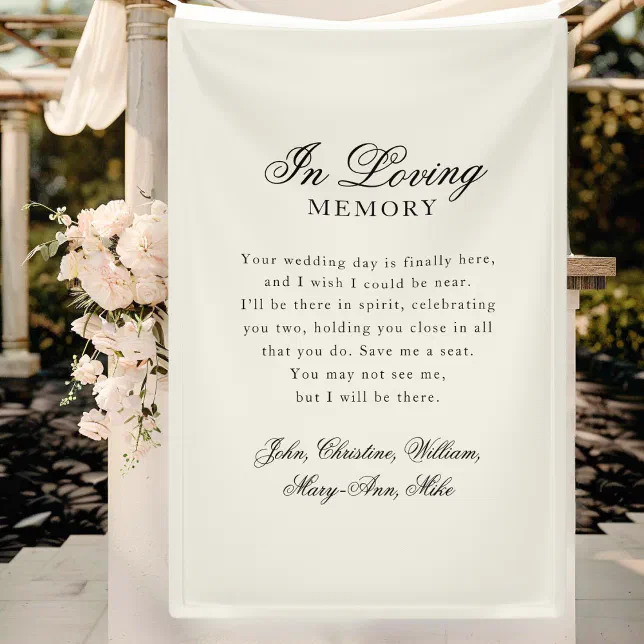 "In Loving Memory" Modern Calligraphy Wedding Banner | Zazzle