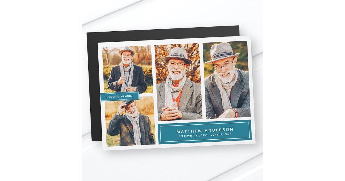 In Loving Memory Modern Color Four Photos | Zazzle