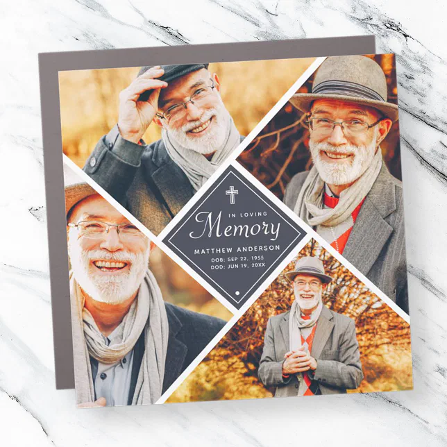 In Loving Memory Modern Cross Multi Photo Template Car Magnet | Zazzle