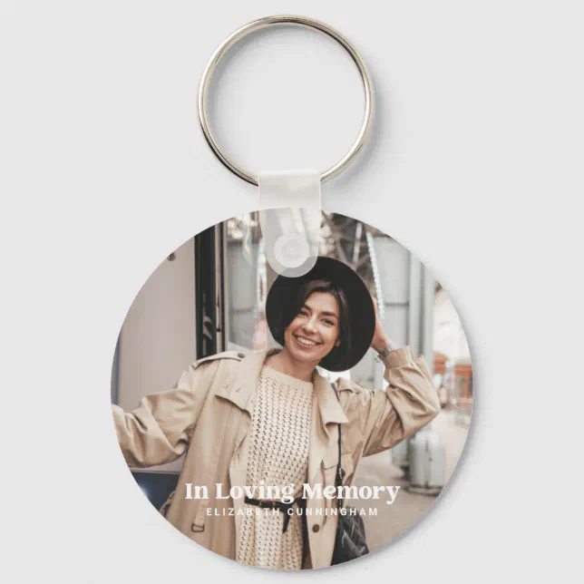 In Loving Memory Modern Custom Photo Memorial Keychain | Zazzle