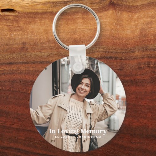 In Loving Memory Modern Custom Photo Memorial Keychain | Zazzle