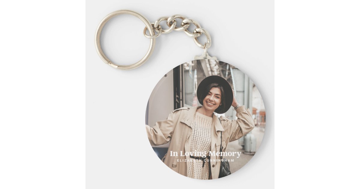 In Loving Memory Modern Custom Photo Memorial Keychain | Zazzle