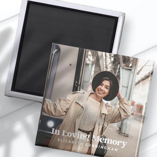 In Loving Memory Modern Custom Photo Memorial Magnet | Zazzle