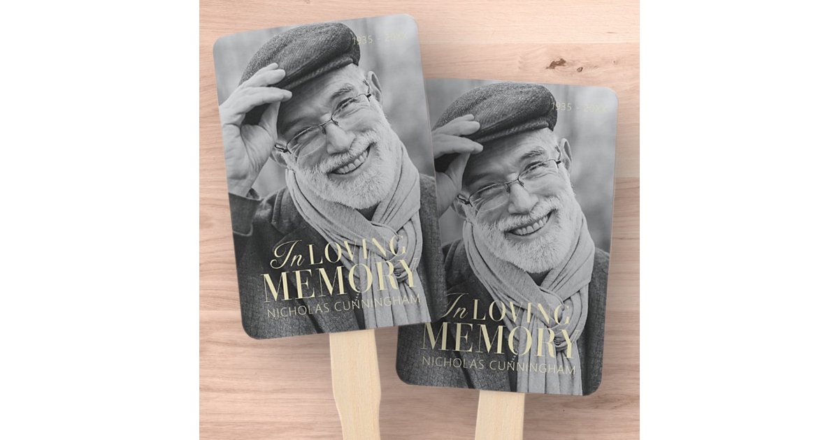 In Loving Memory Modern Elegant Photo Memorial Hand Fan | Zazzle