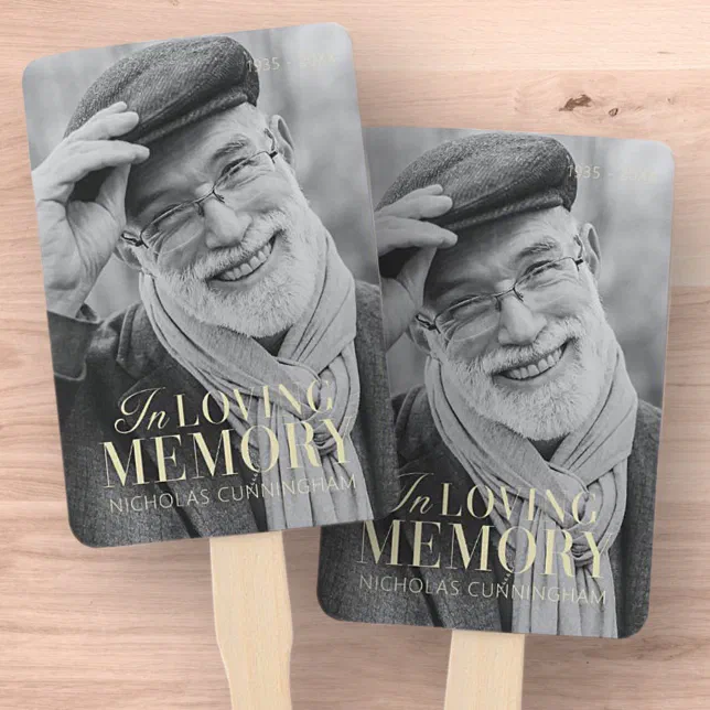 In Loving Memory Modern Elegant Photo Memorial Hand Fan | Zazzle