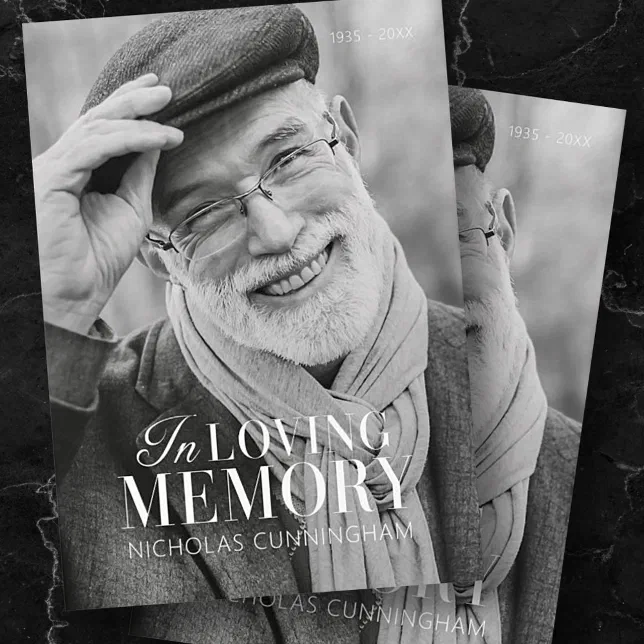 In Loving Memory Modern Elegant Photo Memorial Note Card | Zazzle