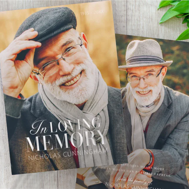 In Loving Memory Modern Elegant Photo Memorial Thank You Card | Zazzle