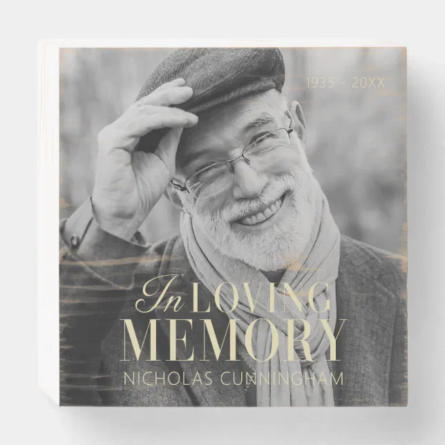 In Loving Memory Modern Elegant Photo Memorial Wooden Box Sign | Zazzle