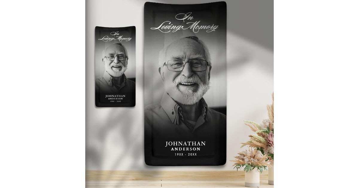 In Loving Memory Modern Memorial/Funeral Photo Banner | Zazzle