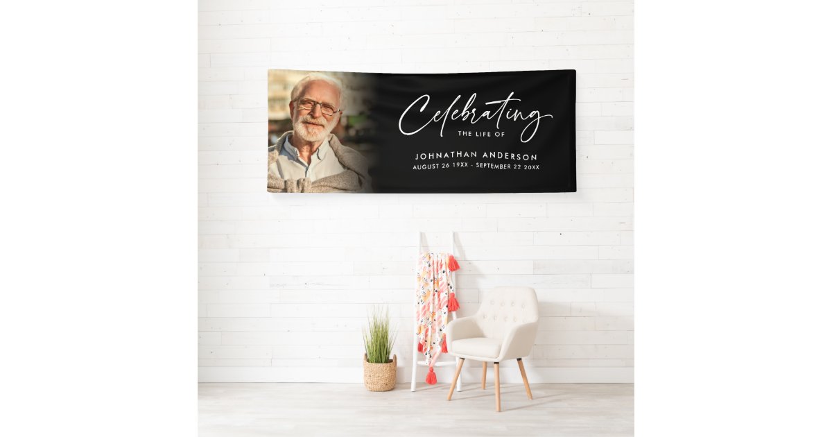 In Loving Memory Modern Memorial/Funeral Photo Banner | Zazzle