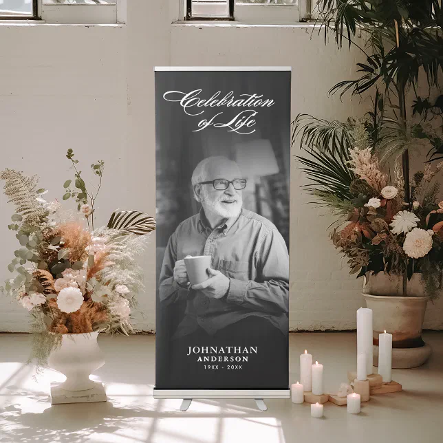 In Loving Memory Modern Memorial/Funeral Photo Retractable Banner | Zazzle