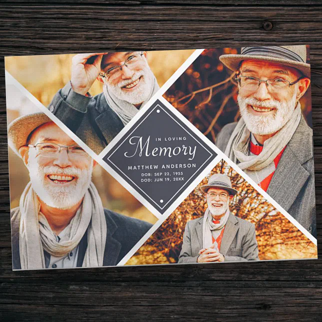 In Loving Memory Modern Multi Photo Thank You Card | Zazzle