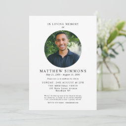 In Loving Memory Modern Photo Memorial Funeral Invitation | Zazzle