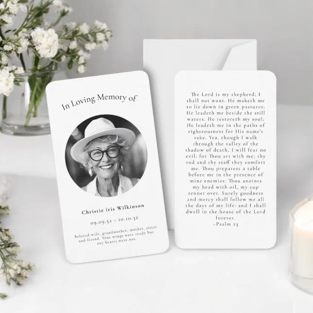in loving memory modern simple prayer card | Zazzle
