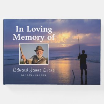 In Loving Memory | Ocean Fisherman Memorial Guest Book | Zazzle