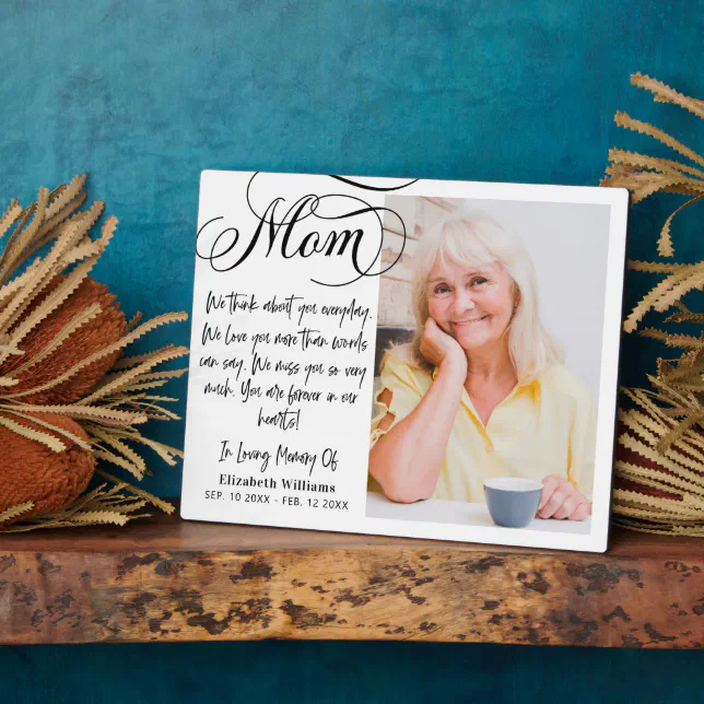 In Loving Memory Of Mom Photo Poem Plaque | Zazzle