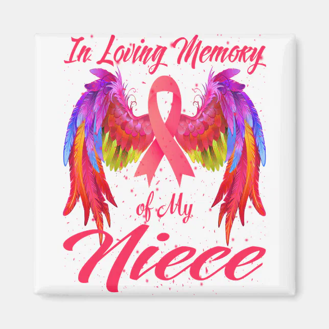 In Loving Memory Of My Niece Wings Breast Cancer Magnet | Zazzle