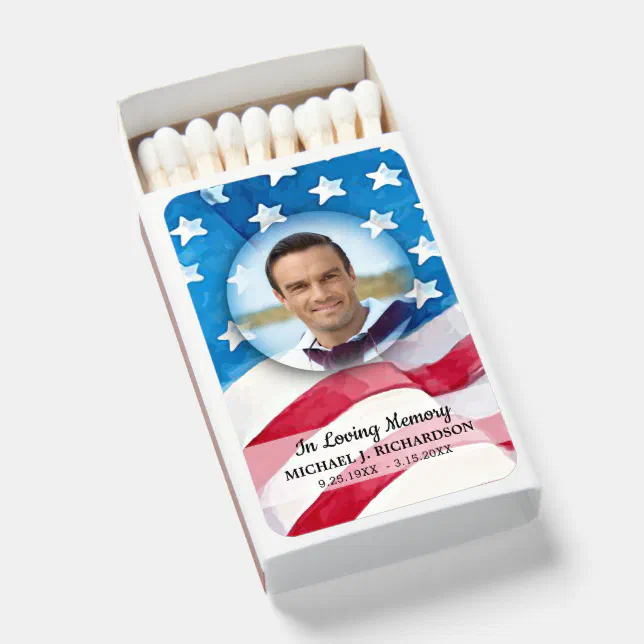In Loving Memory Patriotic Funeral Memorial Matchboxes | Zazzle