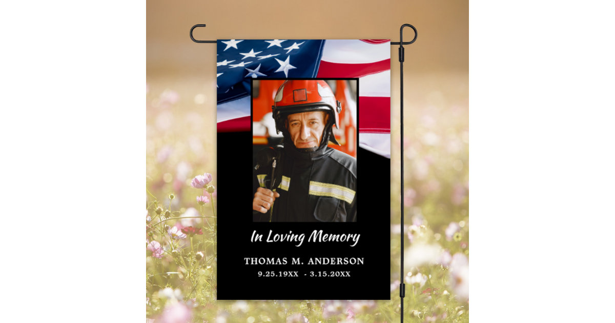 In Loving Memory Patriotic Memorial Cemetery Garden Flag | Zazzle