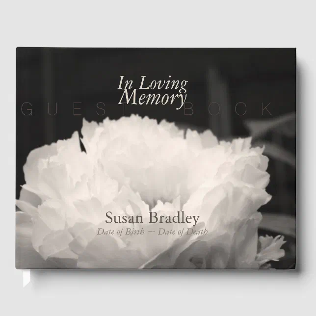 In Loving Memory Peony Funeral Guest Book 1 | Zazzle