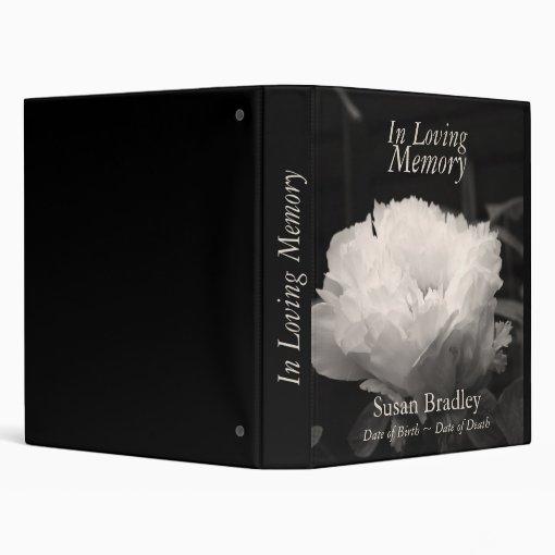 In Loving Memory Peony Funeral Guest Book Binder | Zazzle